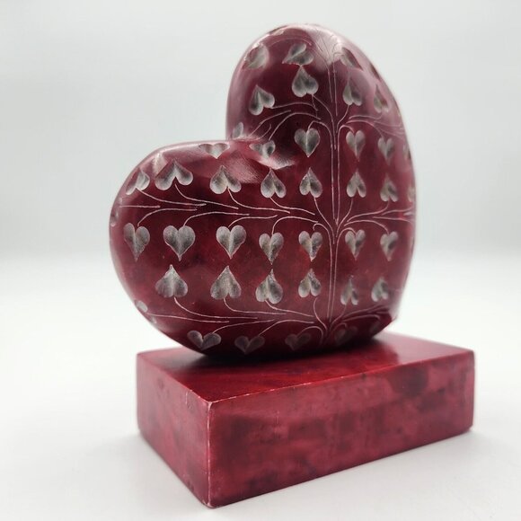 Decor | Accents | Heart Shaped Bookend W Mini Carved Hearts Stone Art ...